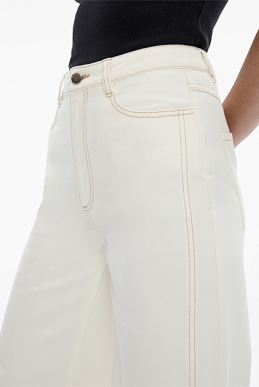 Parchment Wide Leg Angled Seam Jean - Women's Denim & Jeans | Witchery