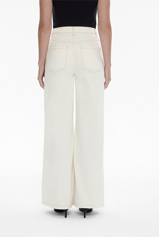 Parchment Wide Leg Angled Seam Jean - Women's Denim & Jeans | Witchery