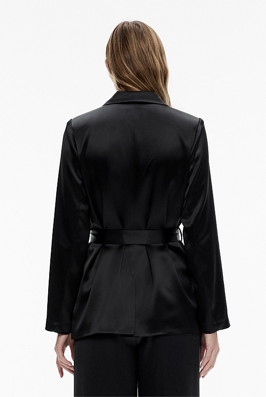 Black Acetate Draped Blazer - Women's Blazers | Witchery
