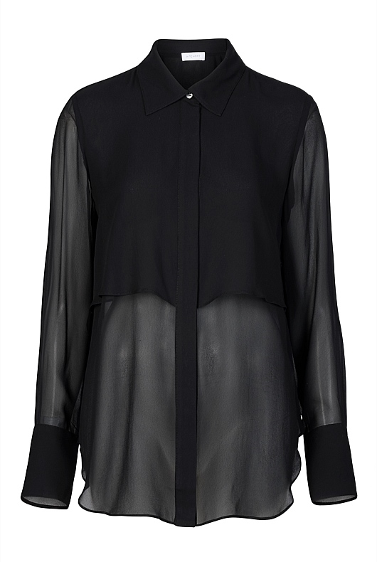 Black Georgette Layered Shirt - Women's Long Sleeve Shirts | Witchery