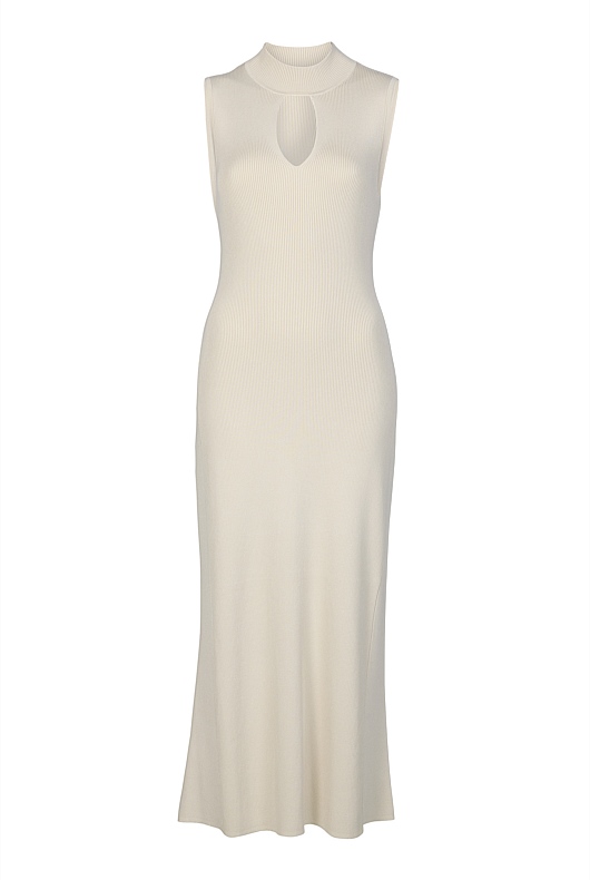 Cream Keyhole Detail Knit Dress - Women's Casual Dresses | Witchery