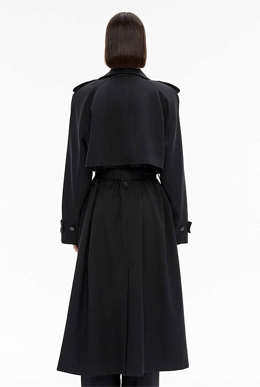 Black Draped Trench Coat - Women's Jackets | Witchery