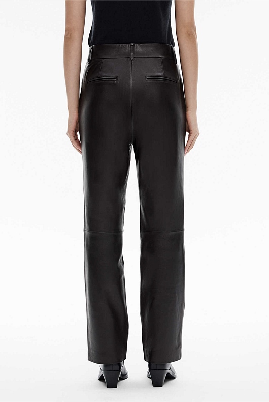 Black Leather Straight Leg - Women's Black Pants | Witchery