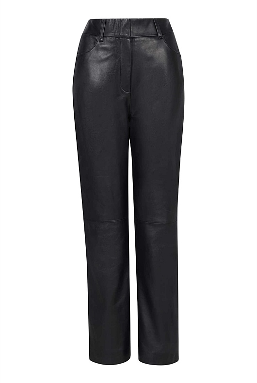 Black Leather Straight Leg - Women's Black Pants | Witchery