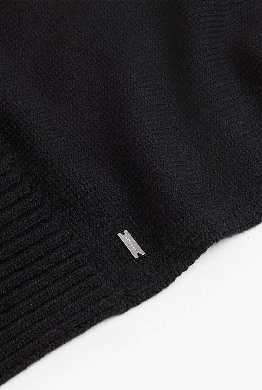 Black Rib Trim Knit Scarf - Women's Scarves & Wraps | Witchery