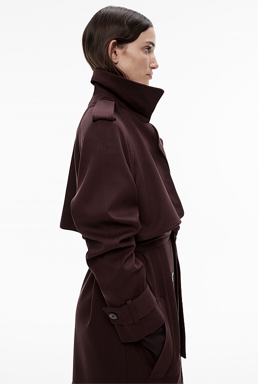 Black Currant Draped Trench Coat - Women's Coats | Witchery