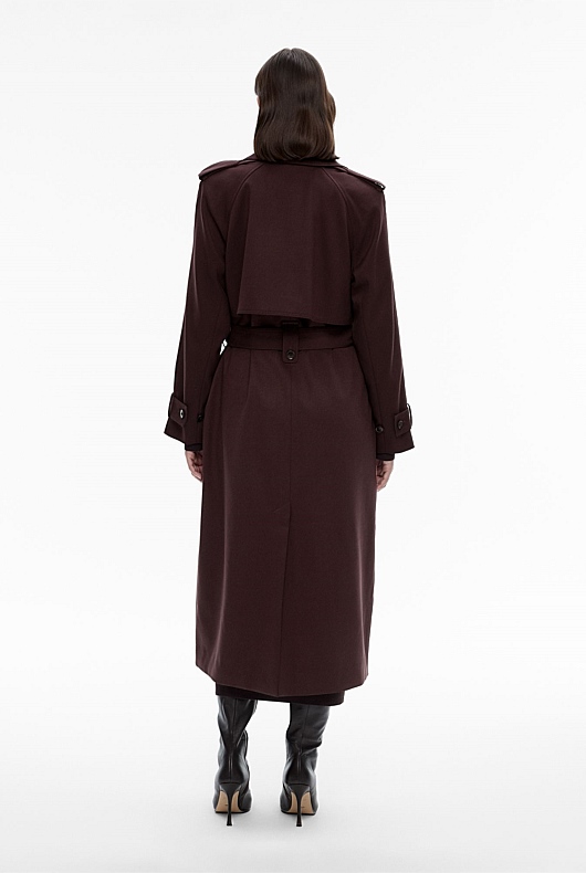 Black Currant Draped Trench Coat - Women's Coats | Witchery