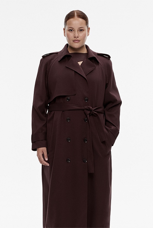 Black Currant Draped Trench Coat - Women's Coats | Witchery