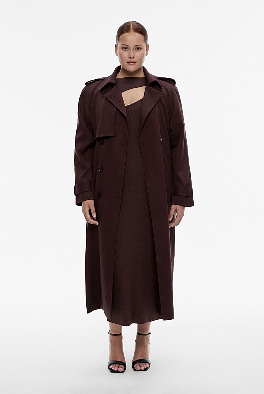 Black Currant Draped Trench Coat - Women's Coats | Witchery
