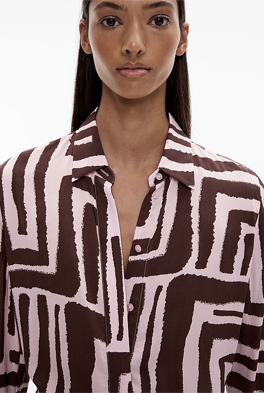 Pink Punch Column Print Shirt - Women's Evening Shirts | Witchery