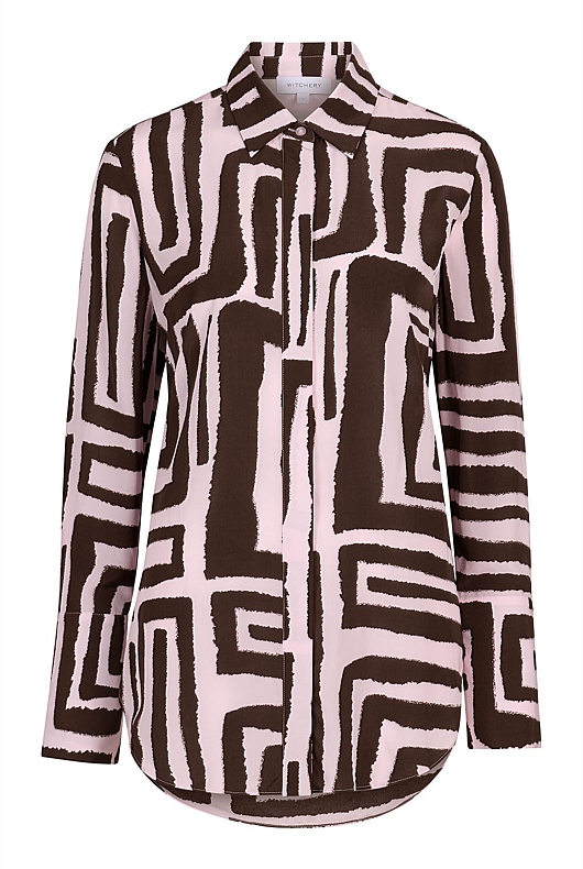 Pink Punch Column Print Shirt - Women's Evening Shirts | Witchery