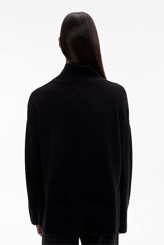 Black Wool High Neck Knit - Women's Turtleneck Jumpers | Witchery