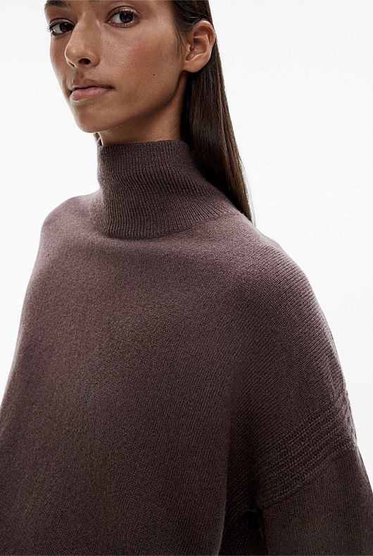 Raisin Wool High Neck Knit - Women's Turtleneck Jumpers | Witchery