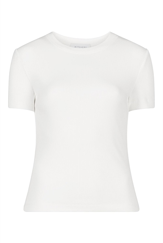 Fresh White Crew Rib T-Shirt - Women's Short Sleeve Tops | Witchery