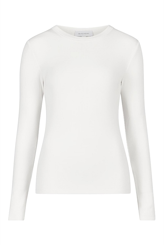 Fresh White Fine Rib Jersey Top - Women's Workwear Tops | Witchery