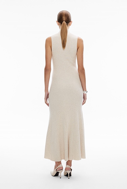 Stone Melange High Neck Knit Dress Womens Casual Dresses Witchery