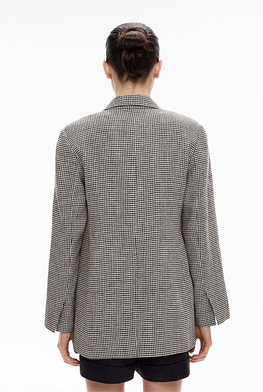 Black Houndstooth Double-Breasted Blazer - Women's Blazers | Witchery