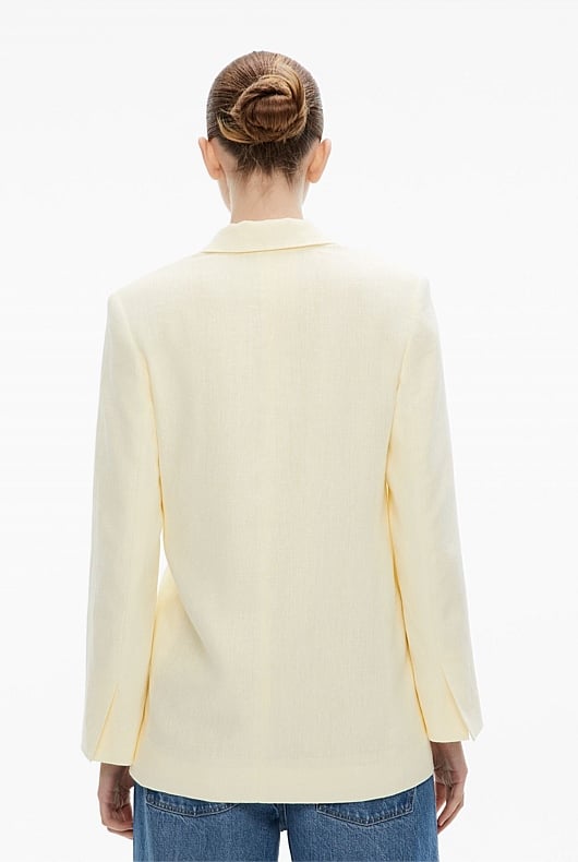 Lemon Linen Double-Breasted Blazer - Women's Blazers | Witchery