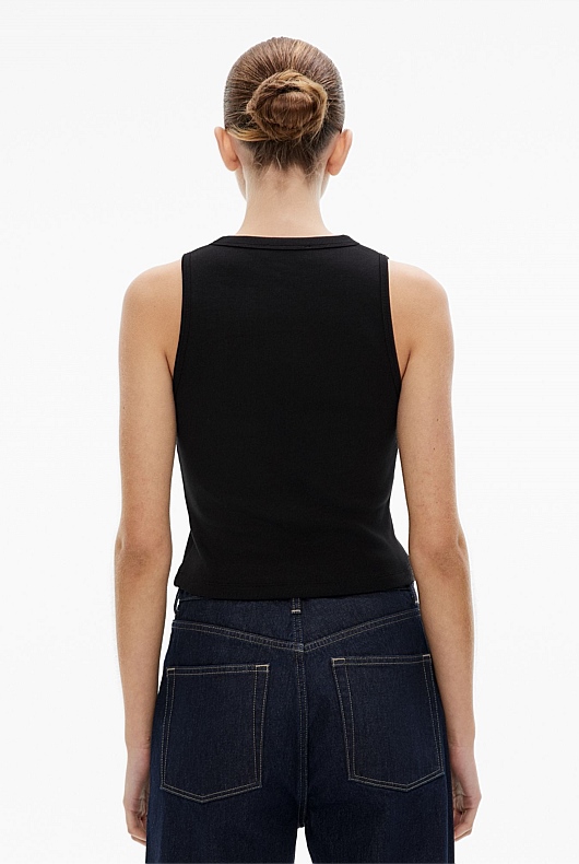 Black Button Thru Tank - Women's Sleeveless Tops | Witchery