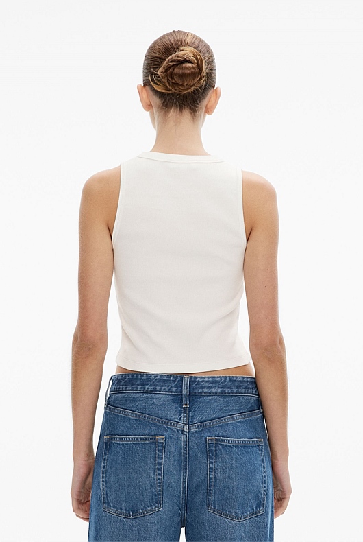 Fresh White Button Thru Tank - Women's Sleeveless Tops | Witchery