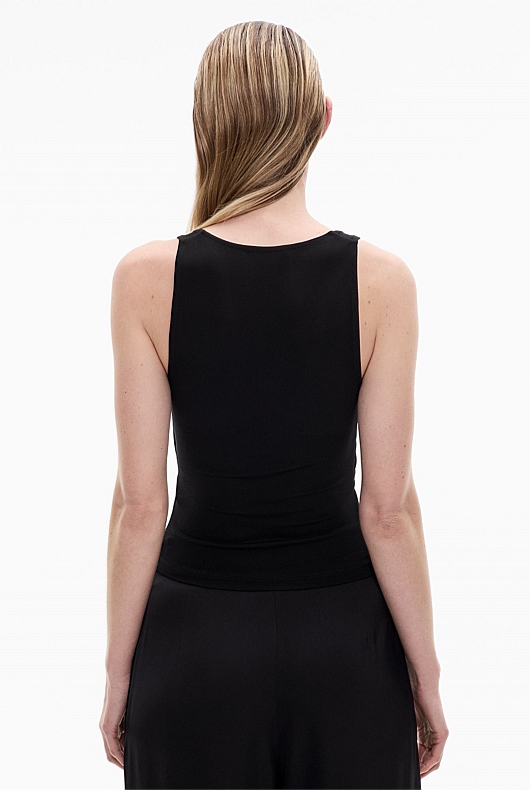Black Drape Scoop Tank - Women's Evening Tops | Witchery