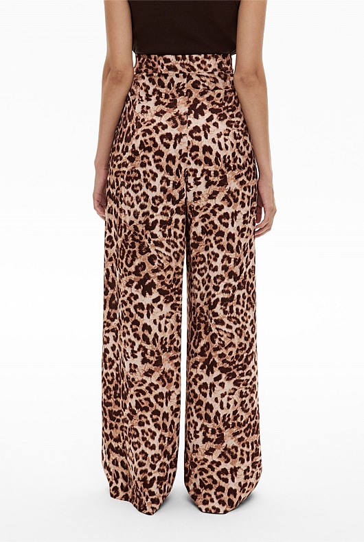 Leopard Pleat Fluid Pant - Women's Pants | Witchery