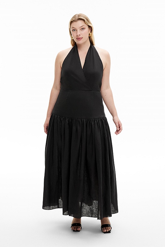 Black Halter Drop Waist Dress - Women's Dresses | Witchery