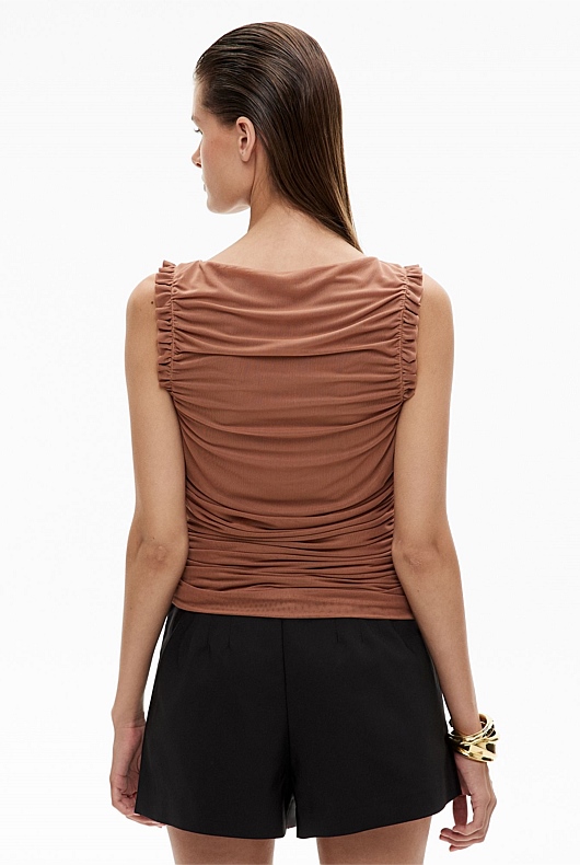 Rosewood Mesh Ruffle Top - Women's Tops & T Shirts | Witchery