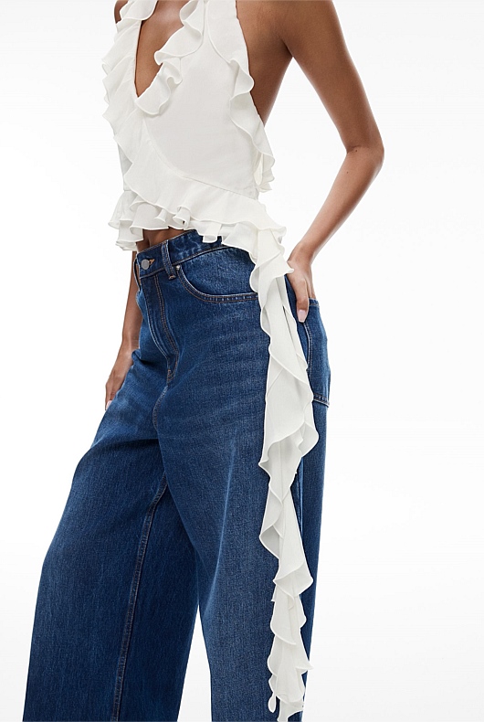 Chalk Ruffle Halter Top - Women's Evening Tops | Witchery