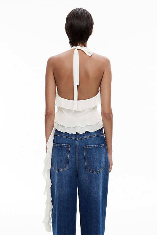 Chalk Ruffle Halter Top - Women's Evening Tops | Witchery