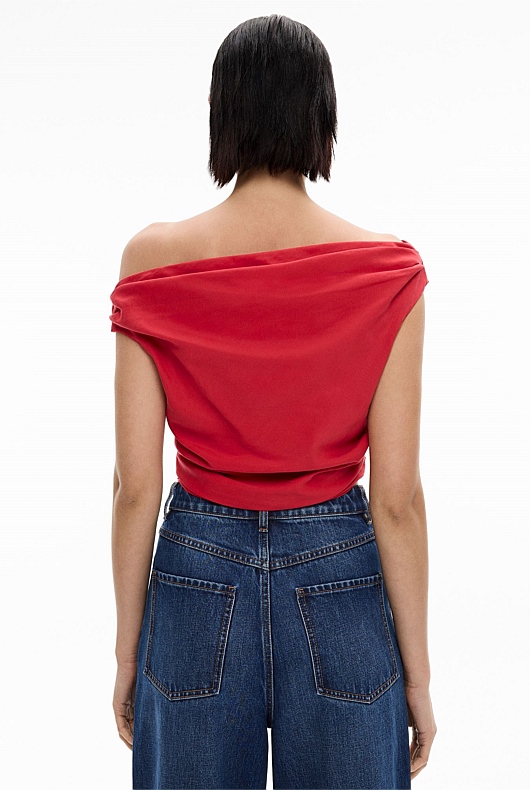 Flame Red Off Shoulder Top - Women's Evening Tops | Witchery