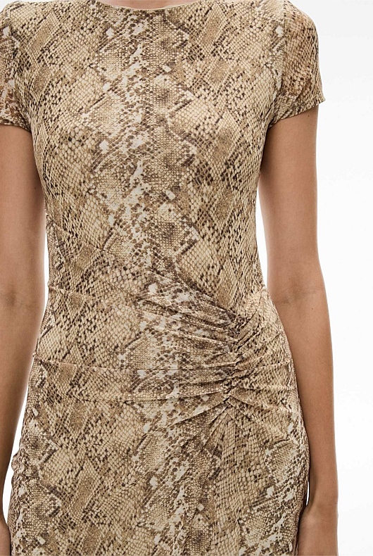Snake Print Mesh Snake Dress - Women's Midi Dresses | Witchery