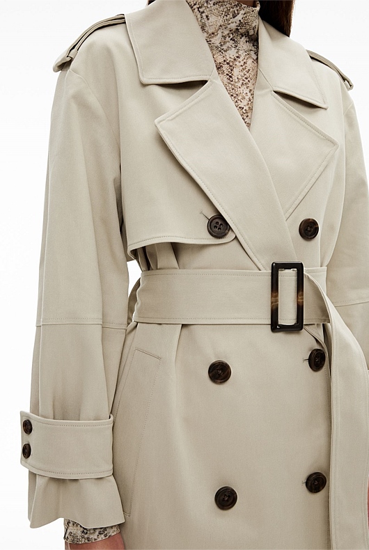 Moss Grey Classic Trench Coat - Women's Trench Coats | Witchery