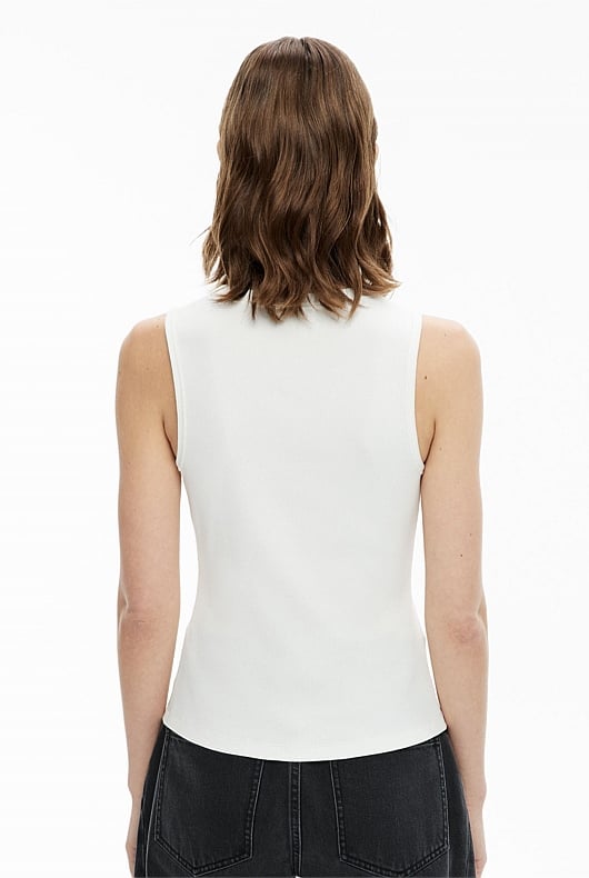 Fresh White Button Longline Tank - Women's Sleeveless Tops | Witchery