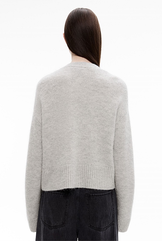 Light Grey Marle Fluffy Boxy Cardigan - Women's Cardigans | Witchery