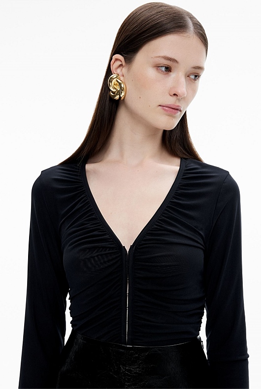 Black Hook And Bar Top Womens Long Sleeve Tops Witchery