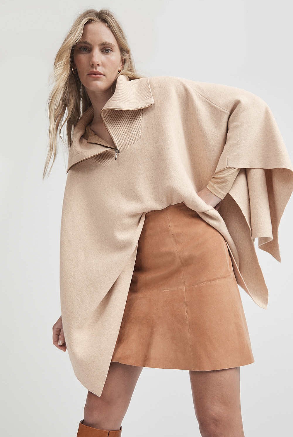 Camel Mia Zip Top Poncho - Women's Scarves & Wraps | Witchery