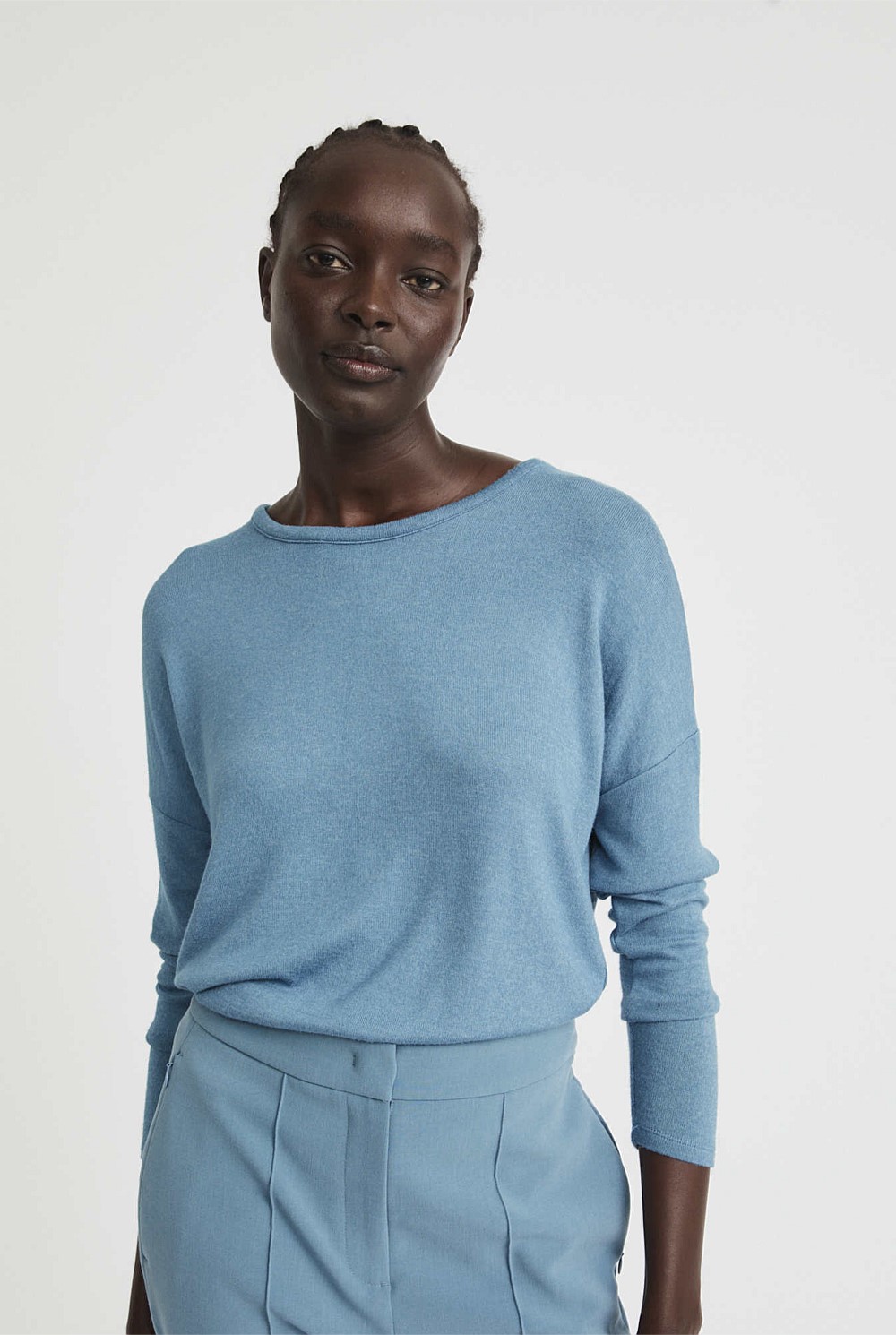 Steel Blue Drop Shoulder Long Sleeve - Women's Long Sleeve Tops | Witchery