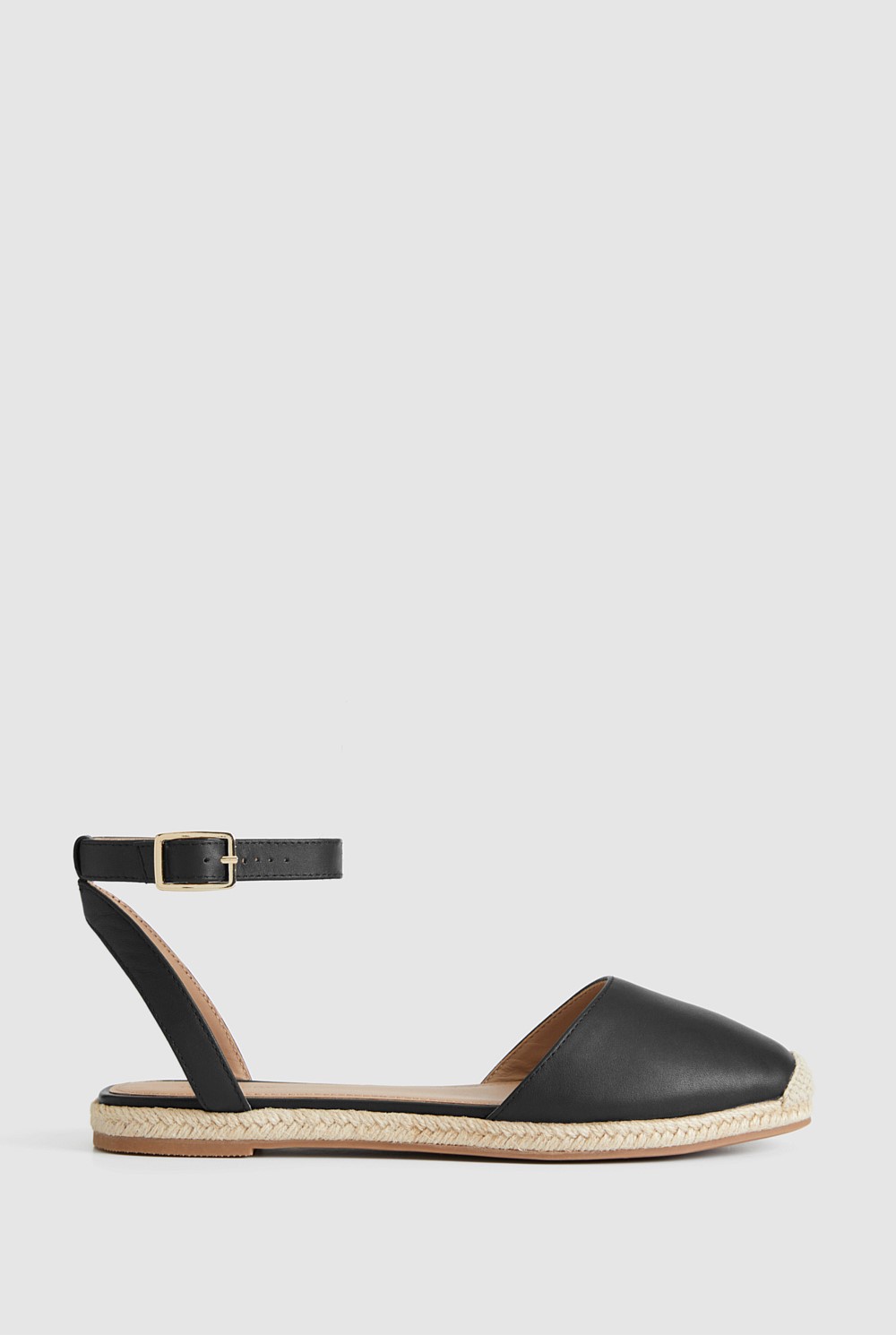 Black Ava Leather Flat - Women's Espadrilles & Wedges | Witchery