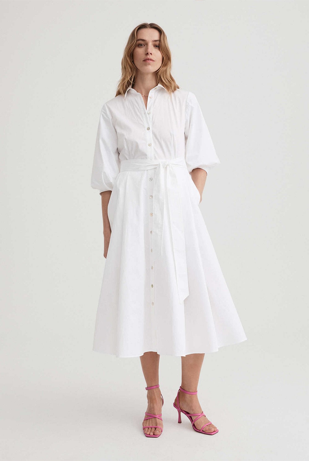 Pure White Cotton Shirt Dress - Women's A Line Dresses | Witchery