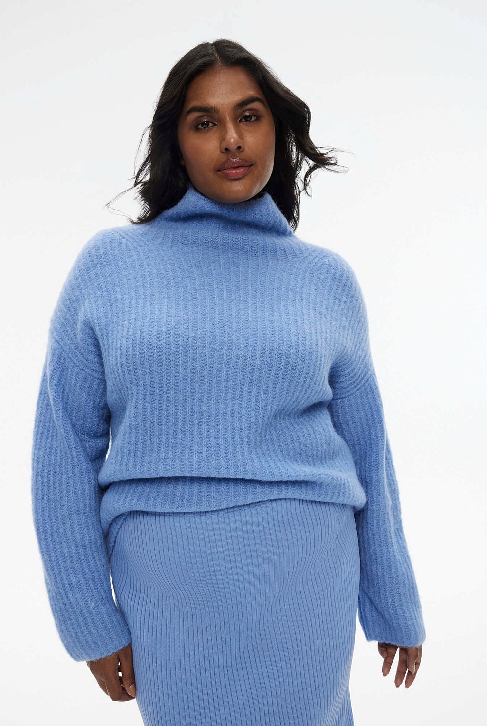 Harbour Blue Mock Neck Slouch Knit - Women's Sweaters | Witchery