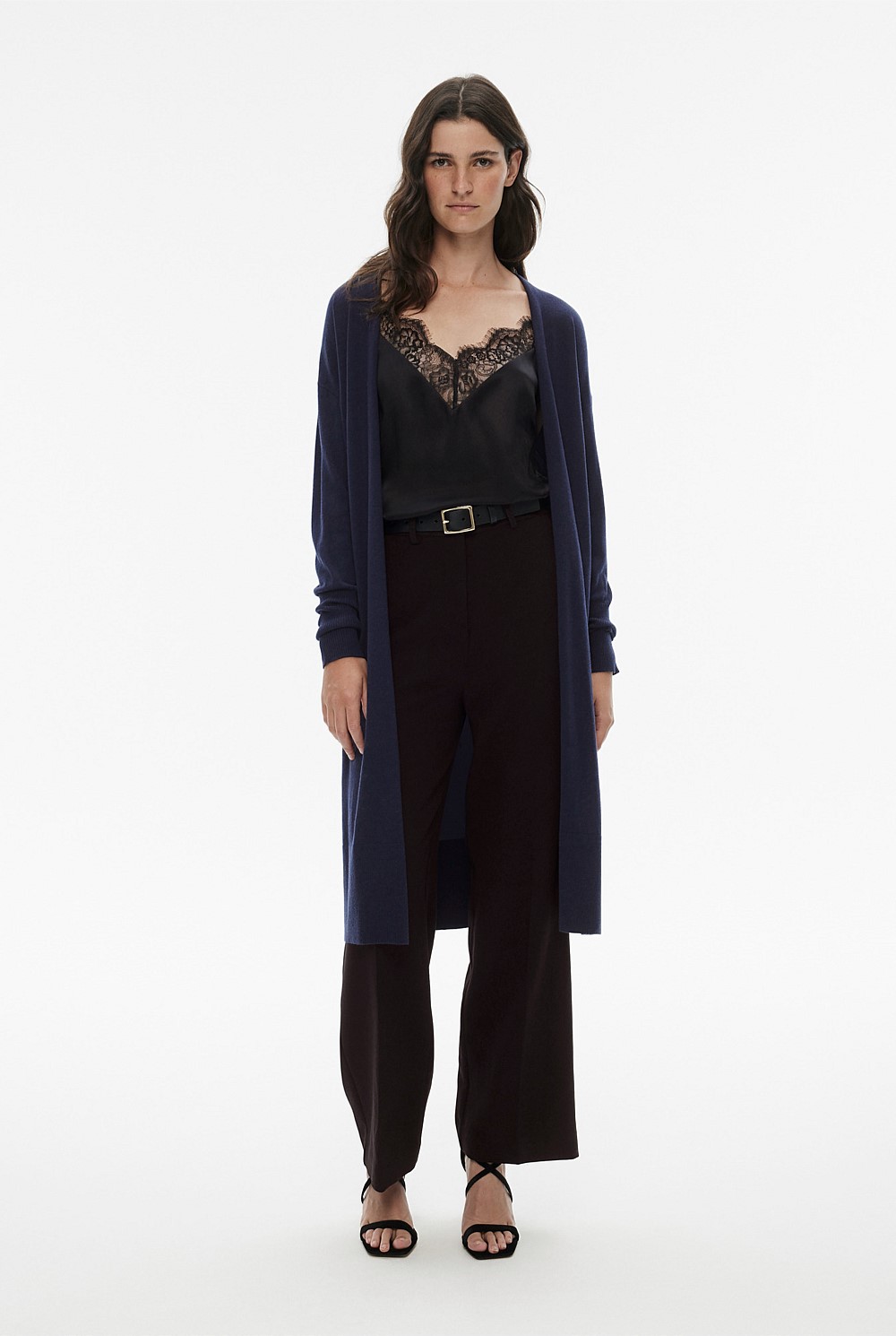 Blue Night Merino Silk Longline Cardigan - Women's Cardigans | Witchery