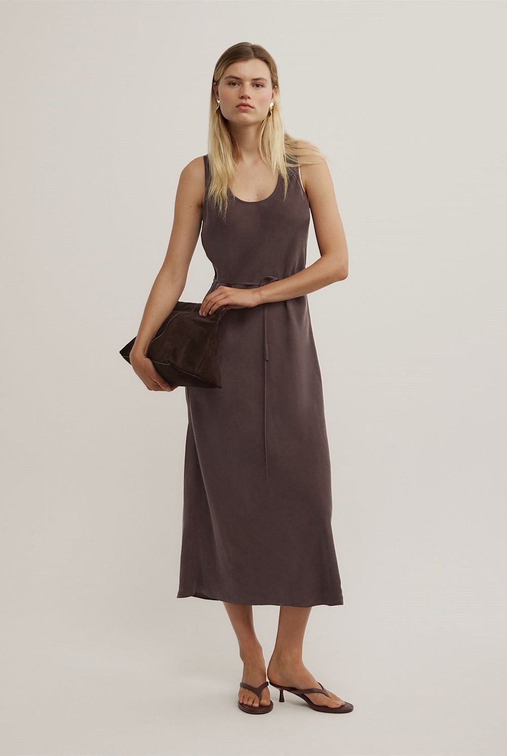 Espresso Scoop Cupro Dress - Women's Casual Dresses | Witchery