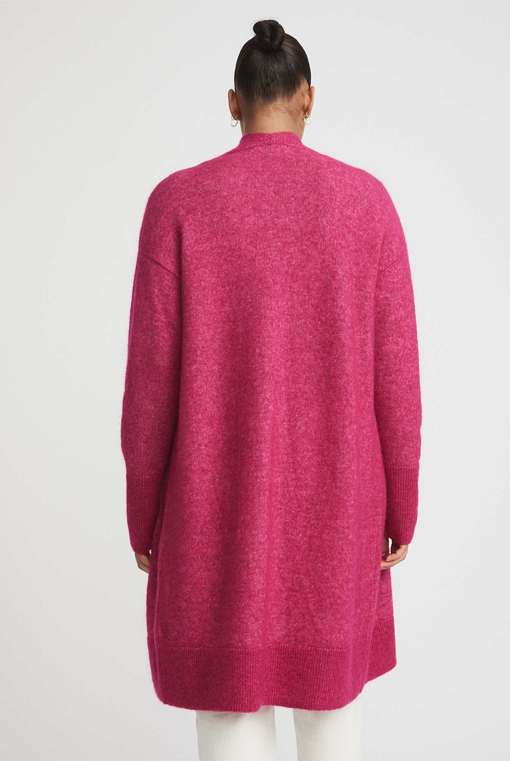 Raspberry Pink Lofty Long Line Cardigan - Women's Cardigans | Witchery