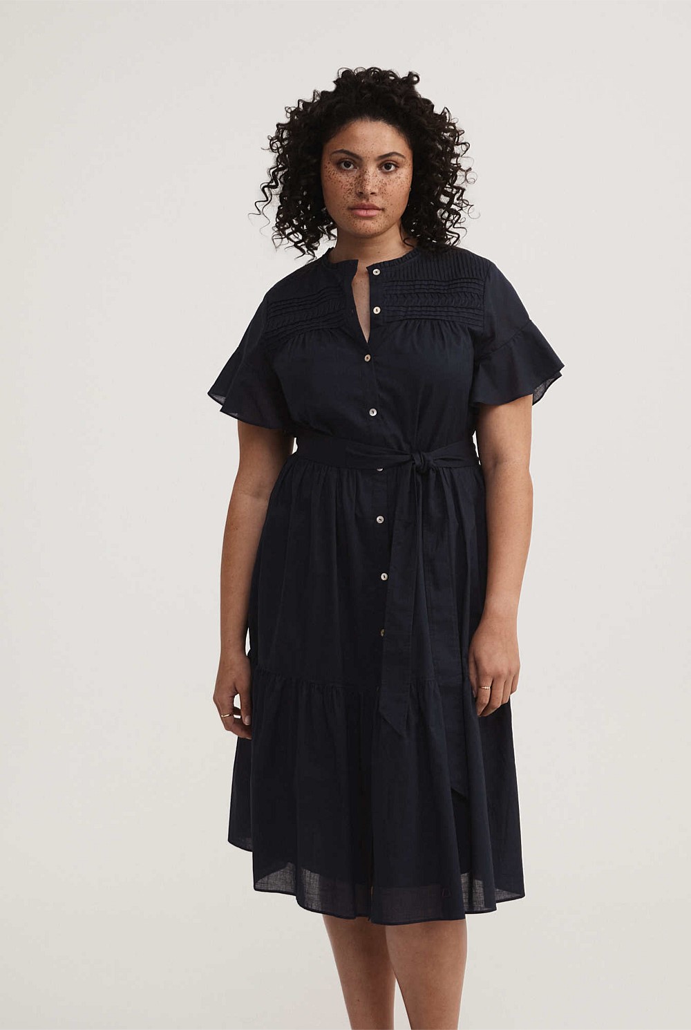 Blue Night Cotton Pintuck Dress - Women's Casual Dresses | Witchery