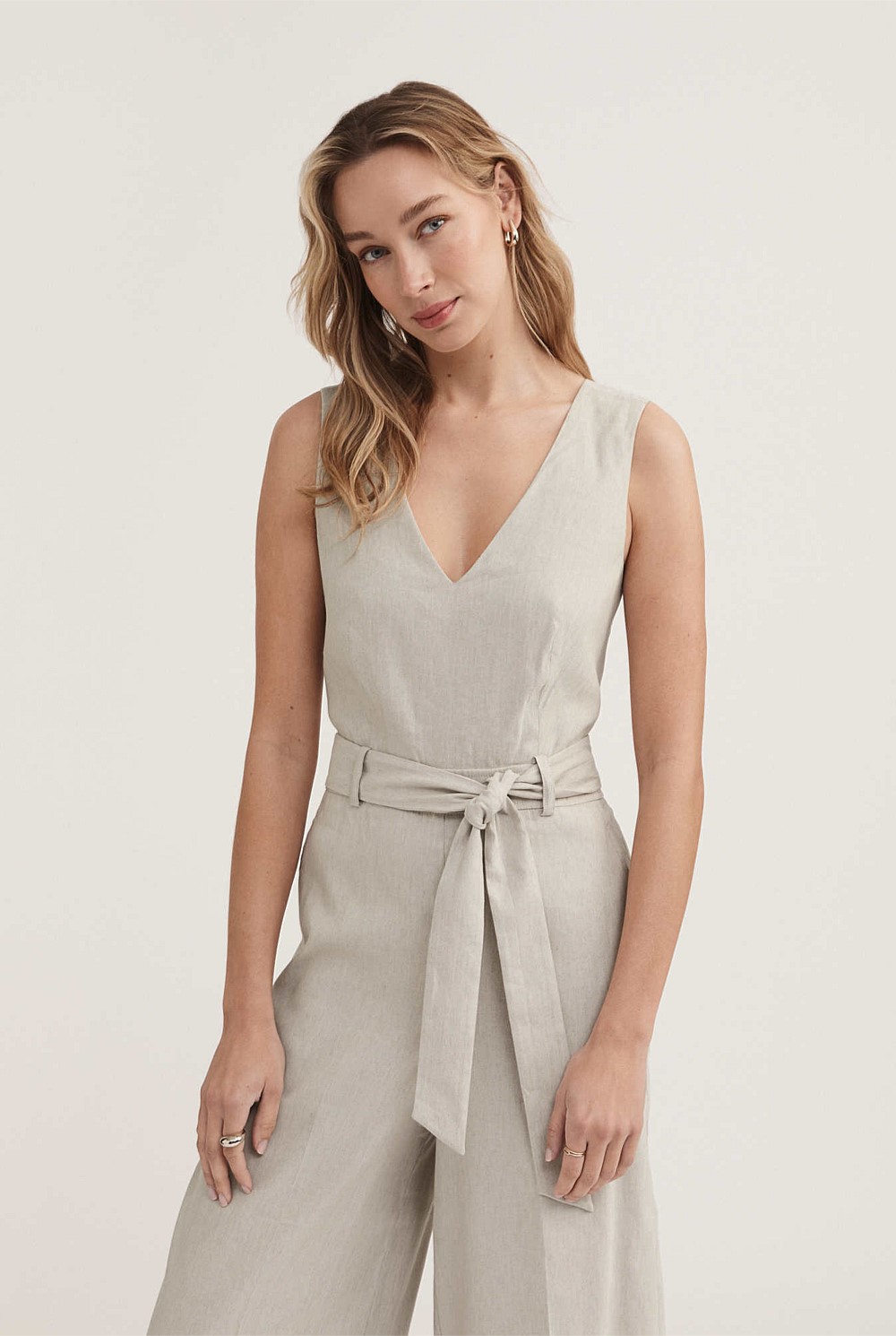 Flax Stretch Linen Blend Jumpsuit - Women's Natural Fibres | Witchery