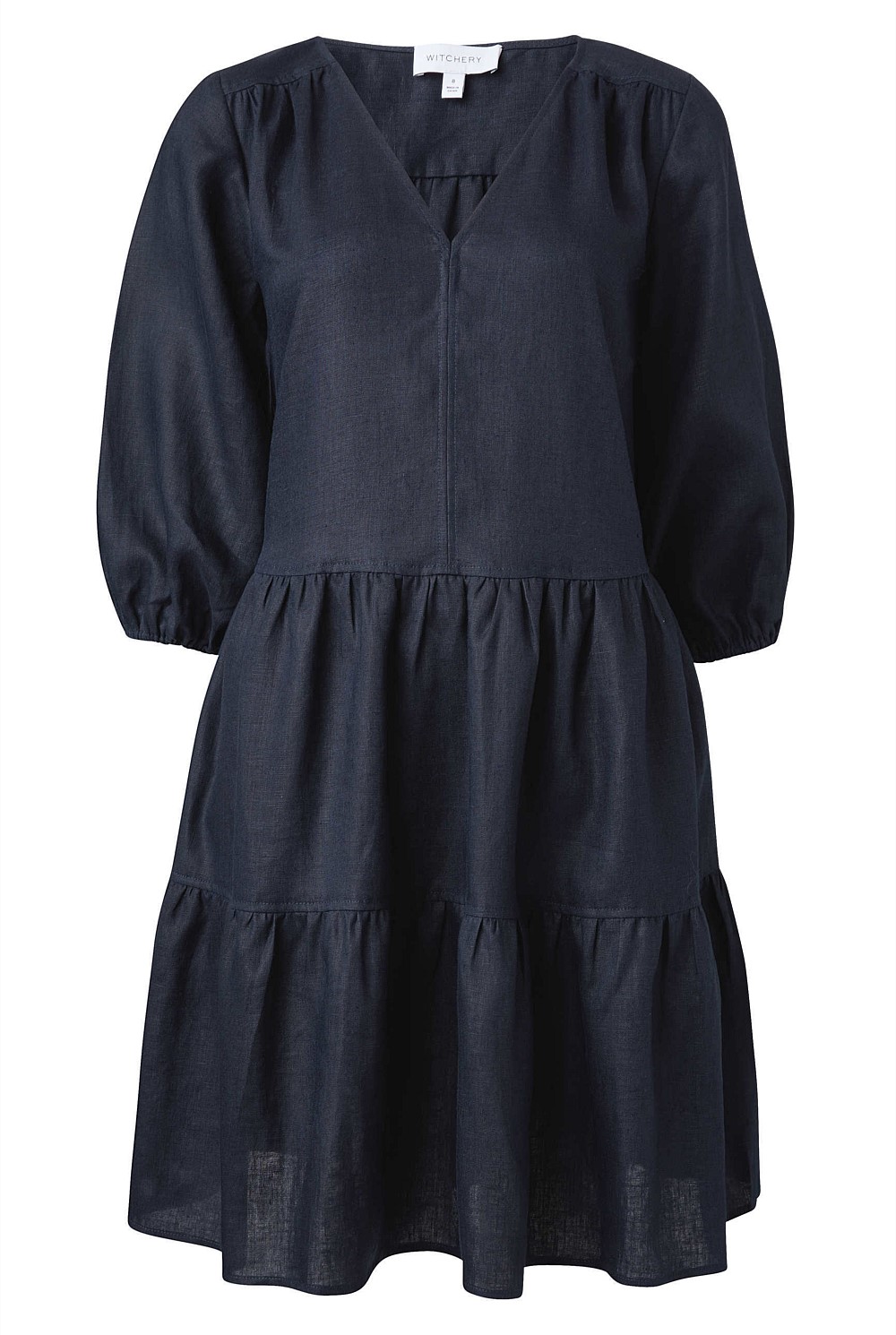 Blue Night Linen Tiered Trapeze Dress - Women's A Line Dresses | Witchery