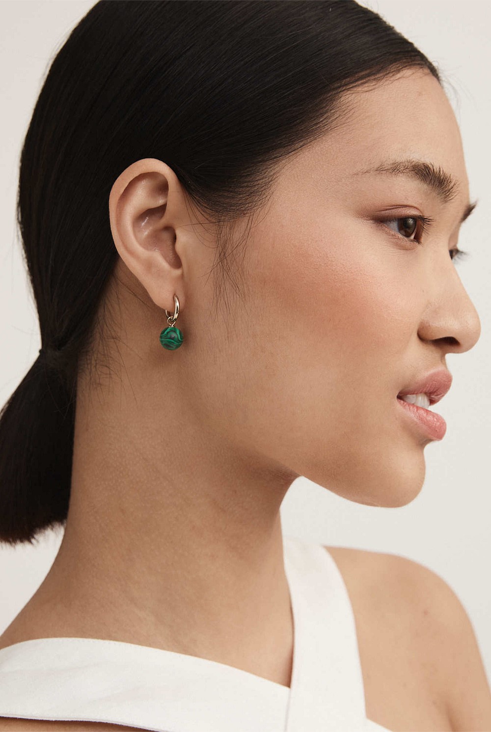 Malachite Mini Semi-Precious Hoop - Women's Earrings | Witchery