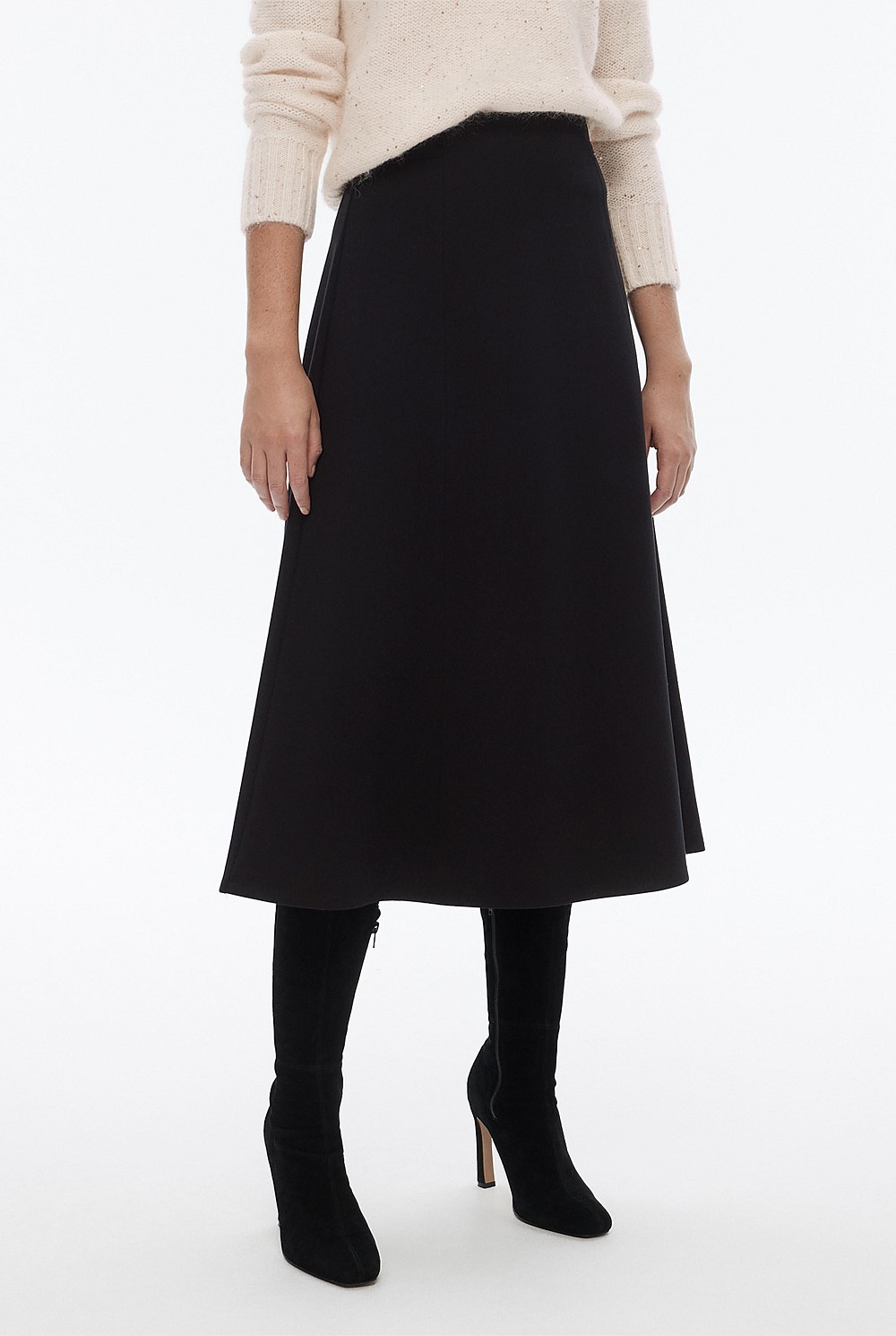 Black Ponte Long Line Skirt - Women's A Line Skirts | Witchery