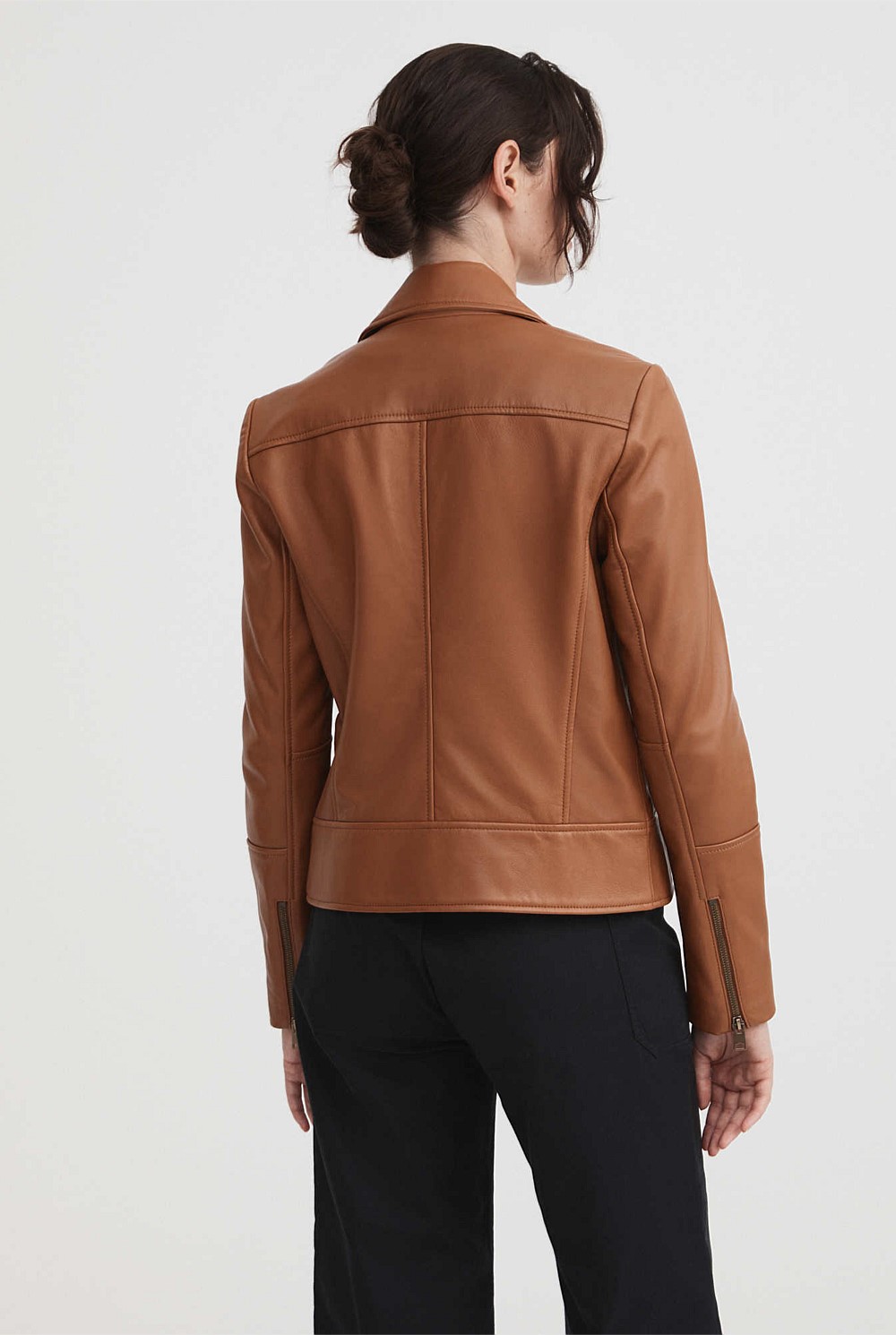 Chestnut Leather Biker Jacket - Women's Jackets | Witchery